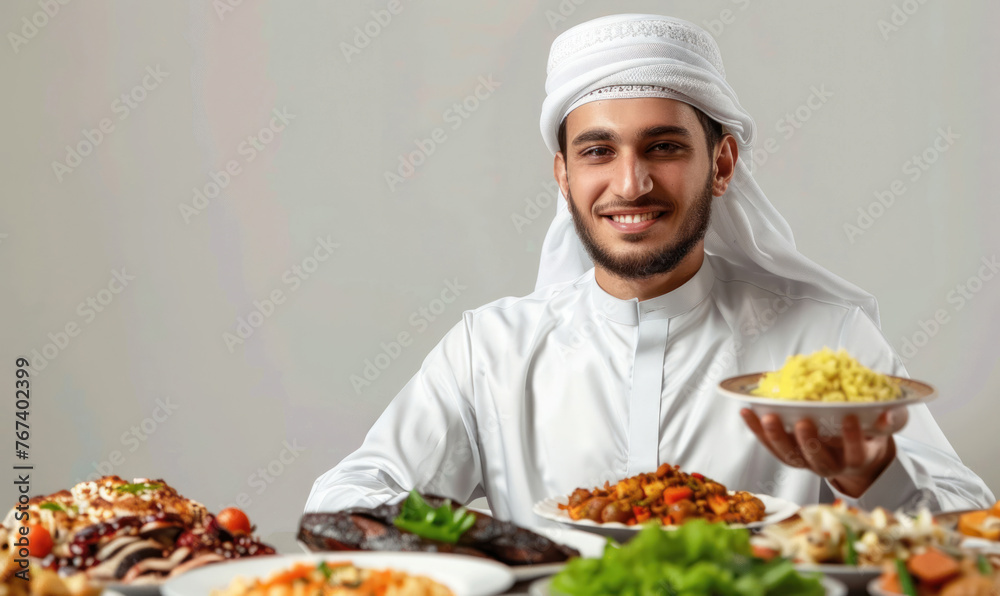 Fasting in the holy month of Ramadan. The iftar of a Muslim after ...