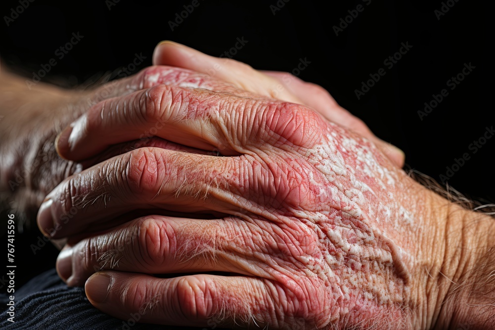 Psoriasis Vulgaris, skin patches hand are typically red, itchy, and ...