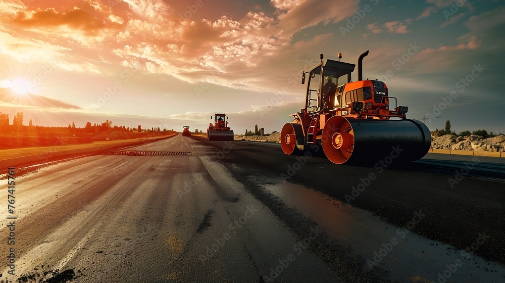 Generative AI : industrial landscape with rollers that rolls a new ...