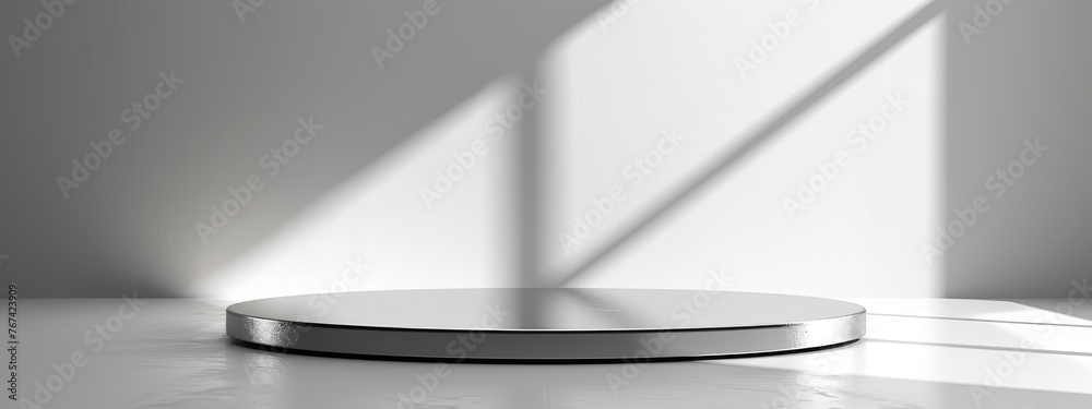 Podium silver metal platform 3D stage pedestal stand background product ...