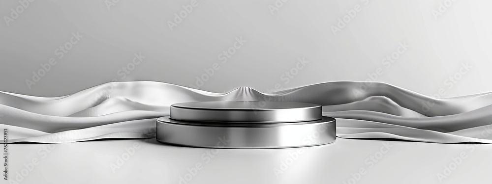 Podium silver metal platform 3D stage pedestal stand background product ...