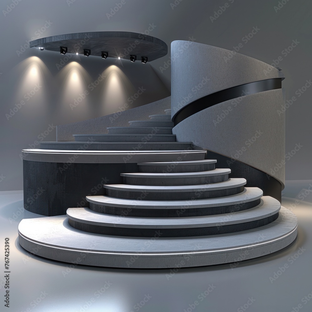 Multi-Level Design: Design a multi-level podium platform with staggered ...
