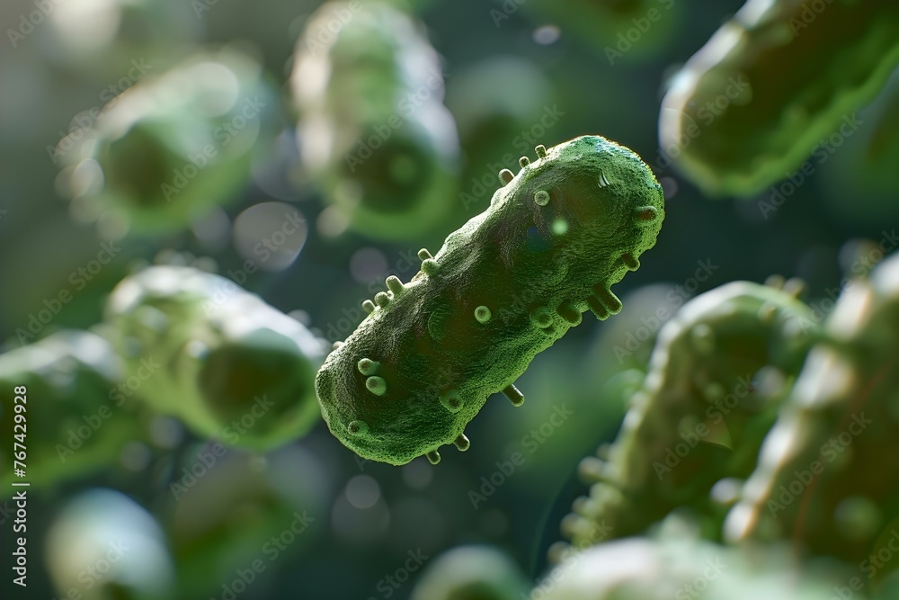 Microscopic view of probiotics bacteria in the digestive system showing ...