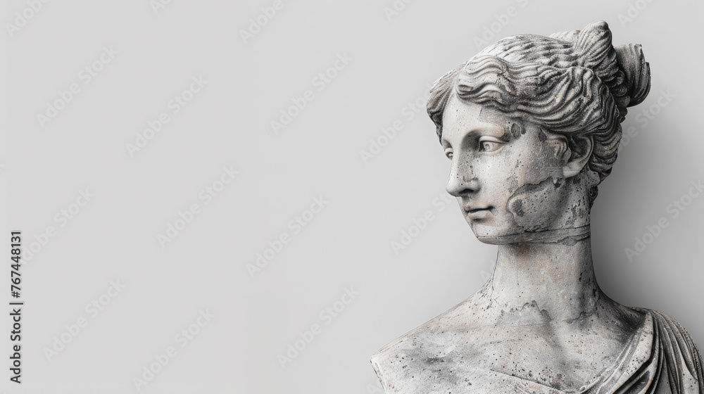 stone sculpture of a woman, art, face, bust, background, beauty ...