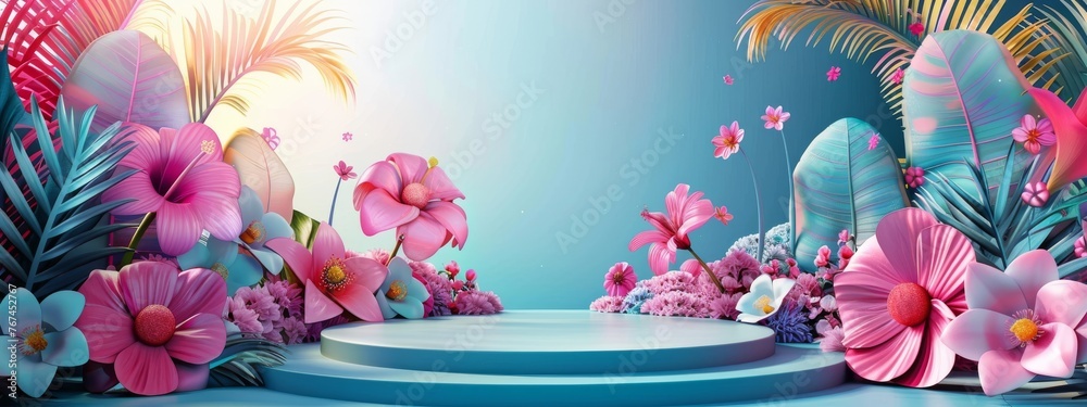 Summer podium background 3D product display beach cosmetic scene sale ...