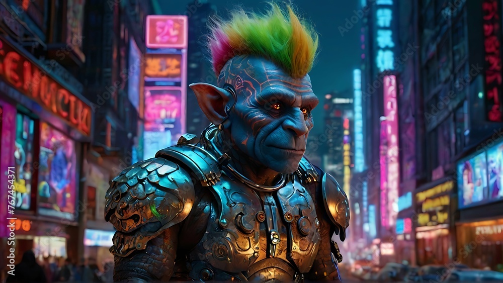 A dazzling futuristic troll, its rainbow-hued hair glinting with ...