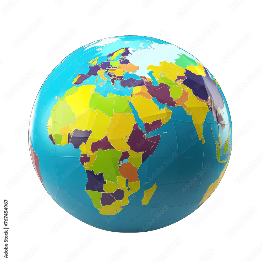 3D Globe clipart on white background . The European Eastern hemisphere ...