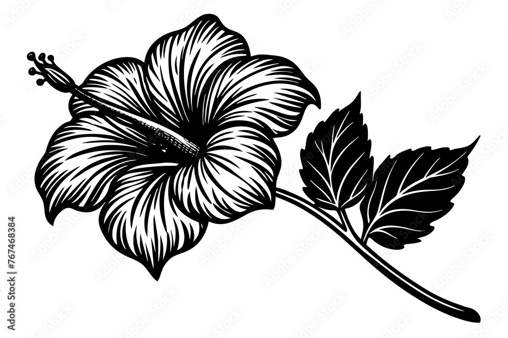 Hibiscus Flower Silhouette Vector Art Illustration Stock Vector Adobe
