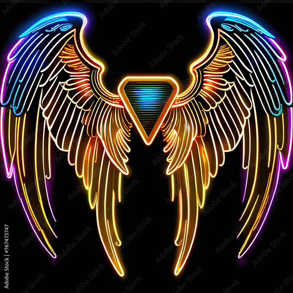 Neon Angel Wings: Illuminate Your Designs with Heavenly Icons ...
