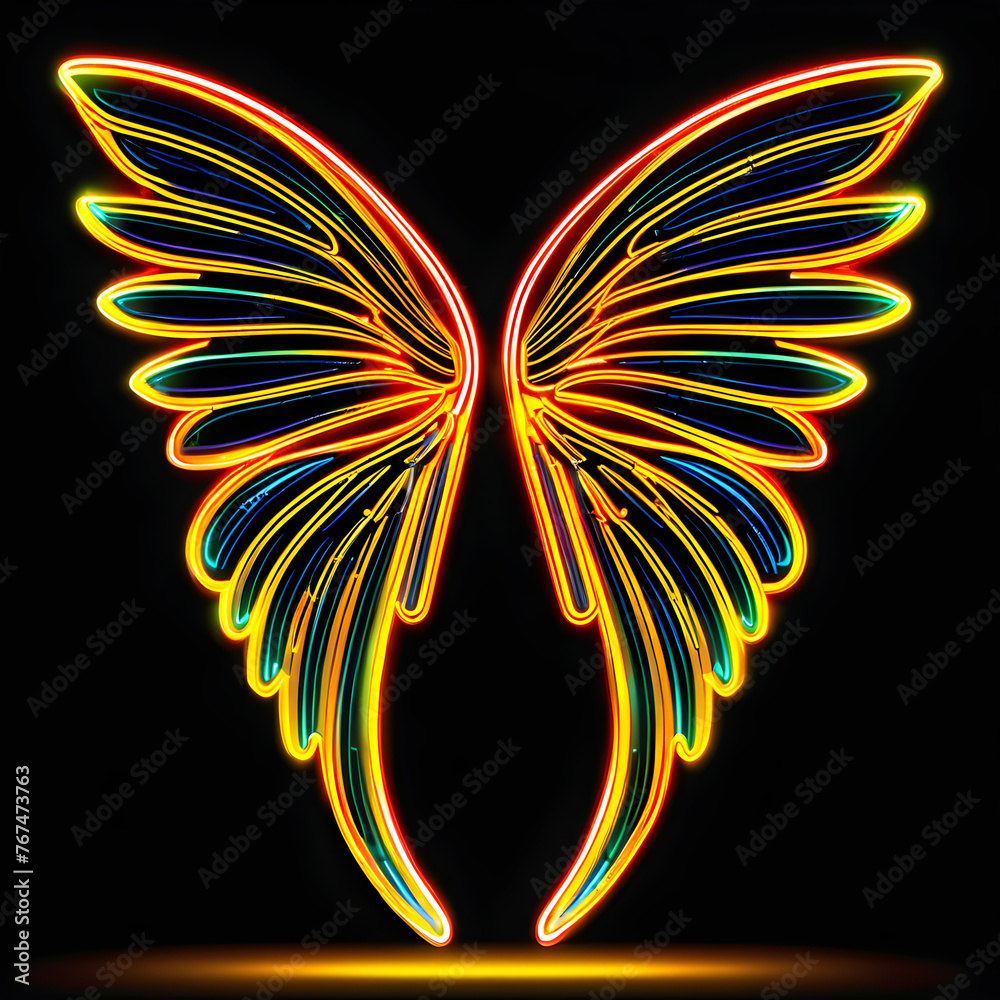 Neon Angel Wings: Illuminate Your Designs with Heavenly Icons ...