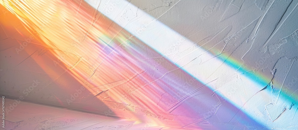 Rainbow light refraction texture overlay creates an organic diagonal ...