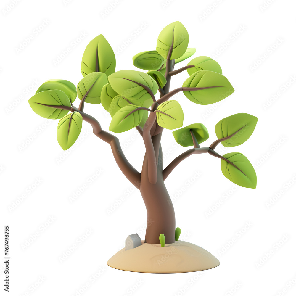 Design with a Cute Render: Small Tree Growing in a Simple 3D Cartoon ...