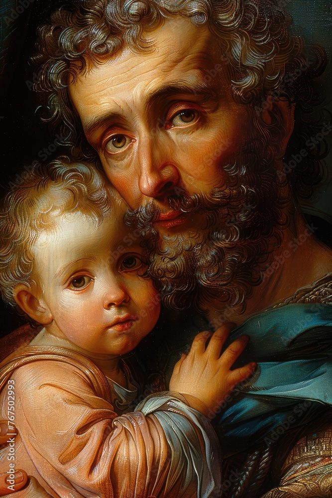 Tenderness of saint Joseph, a touching portrayal of the paternal love ...