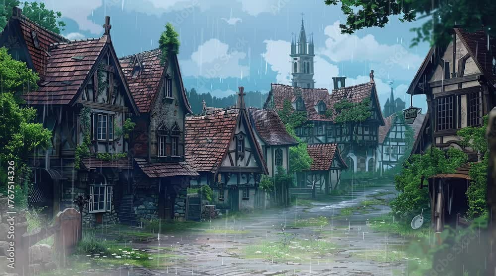 Rainy Day in the Medieval Village: Experience the charm of a quaint ...