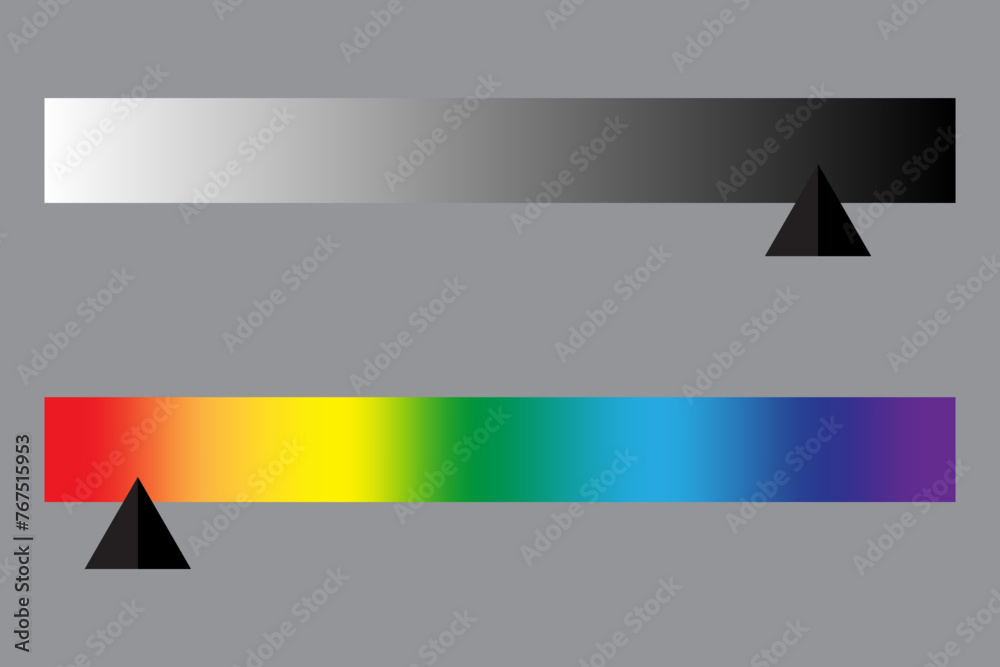 Grayscale and spectrum gradients. Contrast comparison bars. Light to ...