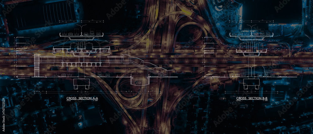 Expressway top view, Road traffic an important infrastructure in ...