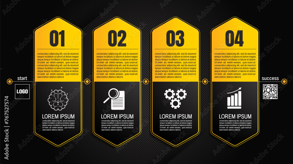 Engaging black and yellow infographic templates for presentations ...