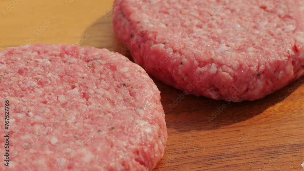 Beef or pork cutlet close-up. Meat cutlets from fart. Cooking American ...