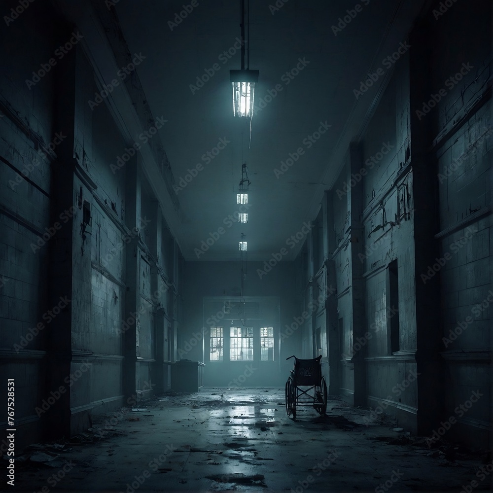 Experience AI art depicting a nightmarish abandoned hospital, haunted ...