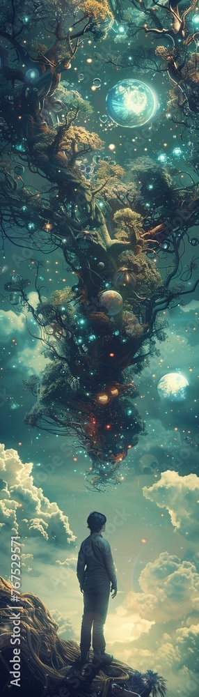 Imagine a captivating visual representation of a world where human ...