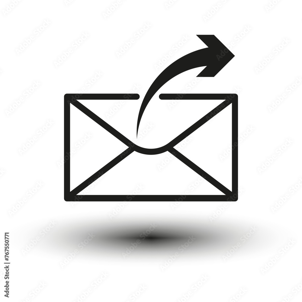 Email envelope return icon. Outbound message symbol. Sent email ...