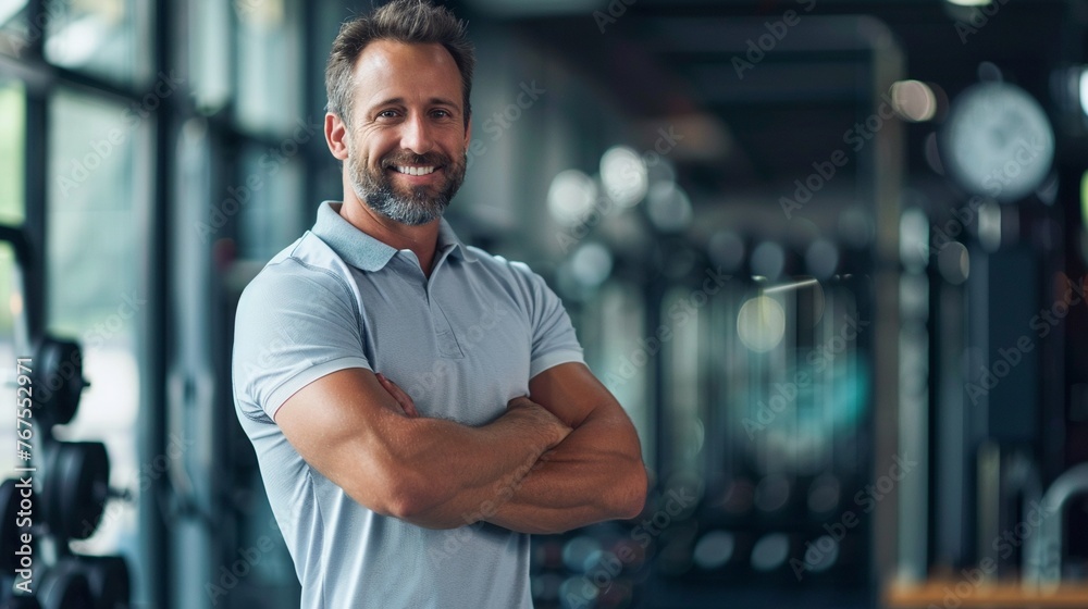 Gym, fitness and portrait of proud man standing with smile, motivation ...