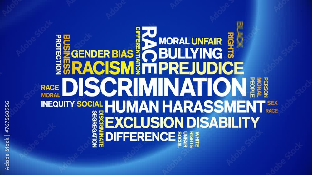 Discrimination animated word cloud;text design animation tag kinetic ...