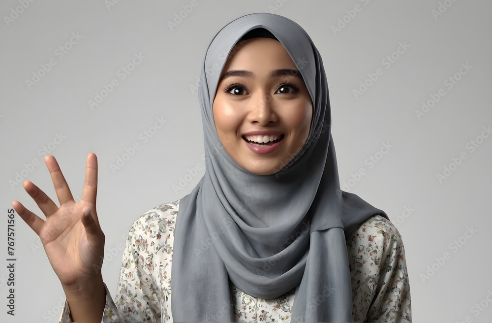 hyper realistic cinematography of a Asian girl wearing hijab with hands ...