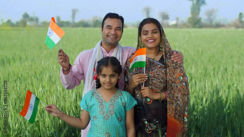 Happy Indian family excited for the independence day celebration in ...