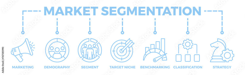 Market segmentation banner web icon illustration concept with icon of ...