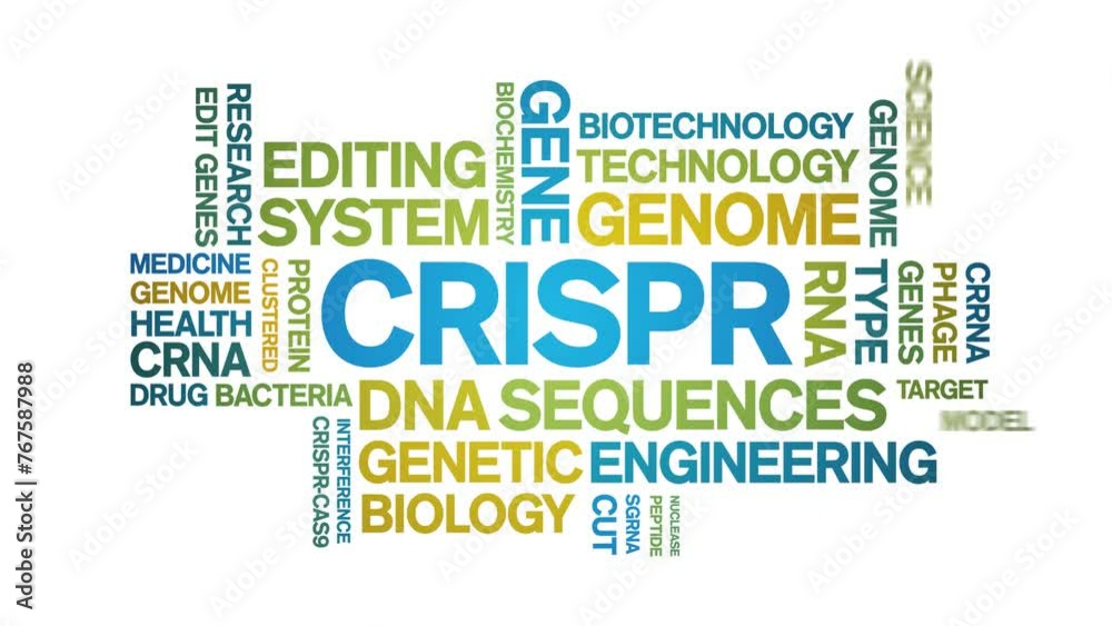 CRISPR animated word cloud;text design animation tag kinetic typography seamless loop. Stock ...