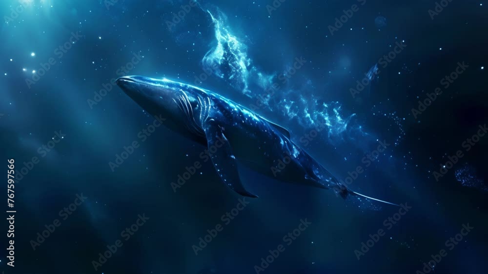 In the deep blue darkness a solitary deepsea creature glides through ...