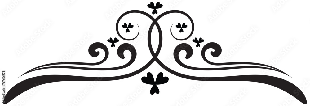 Curly design element. Abstract line art decoration with black thin line ...