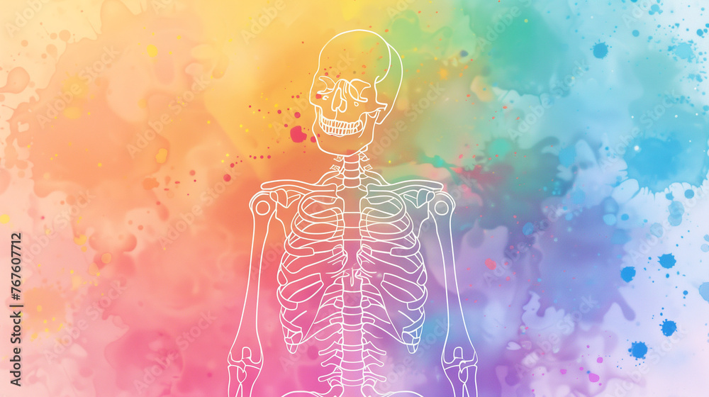 depicting a detailed anatomical study of a skeleton, with each bone ...