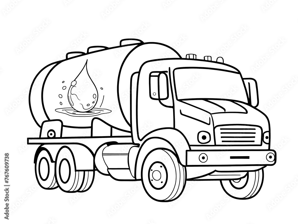 Printable Water Tanker Truck Outline for Drawing | drawing template ...