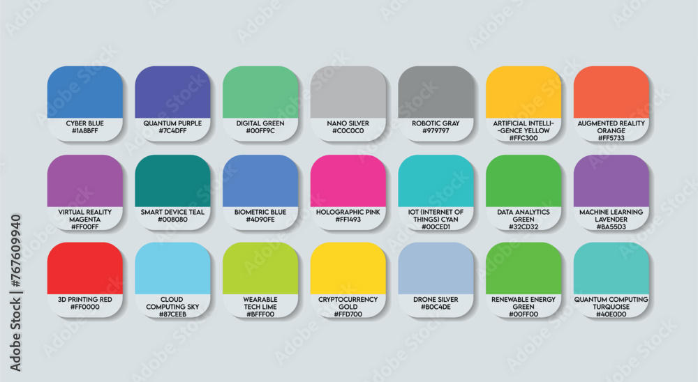 New Technology Color Palette, New Technology Color Code Guide Palette ...