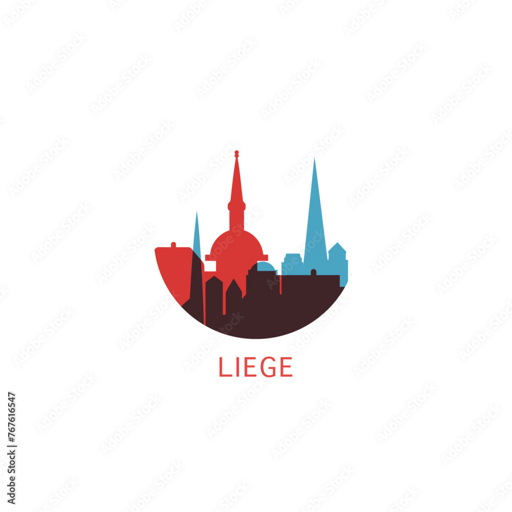 Liege cityscape skyline city panorama vector flat modern logo icon ...