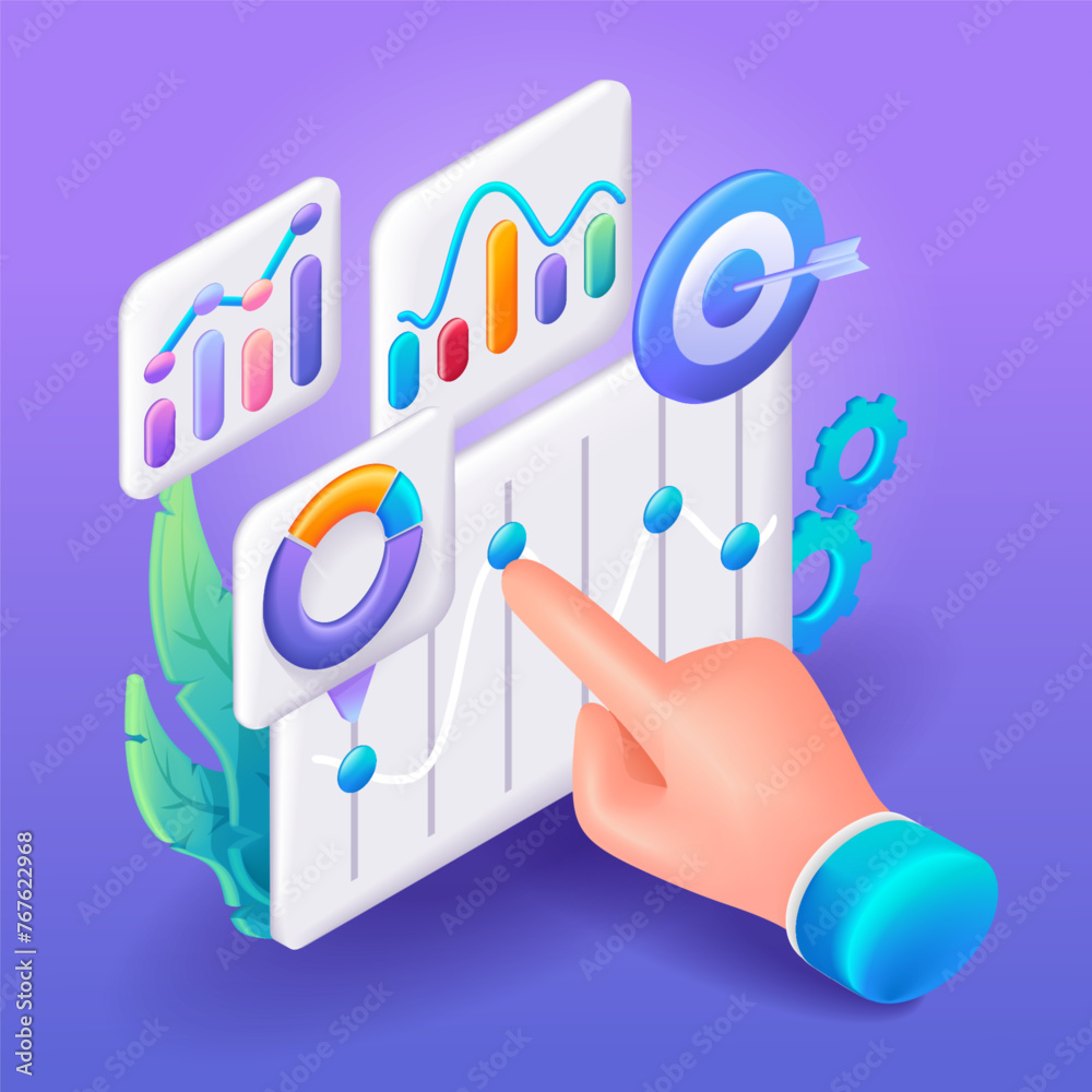 3D Isometric illustration, Cartoon. Screens user interface kit for ...