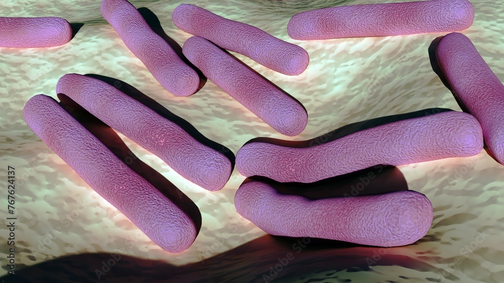 3d rendering of Mycobacterium tuberculosis also known as Koch's ...