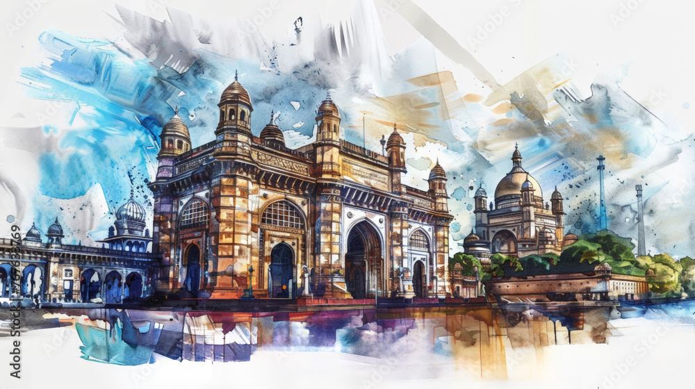 Mumbai, India, is a city A view of a structure and a landmark A ...
