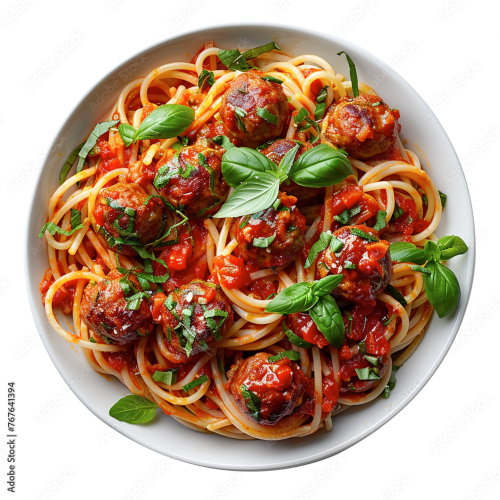 Spaghetti with meatballs isolated on transparent background, png photo ...