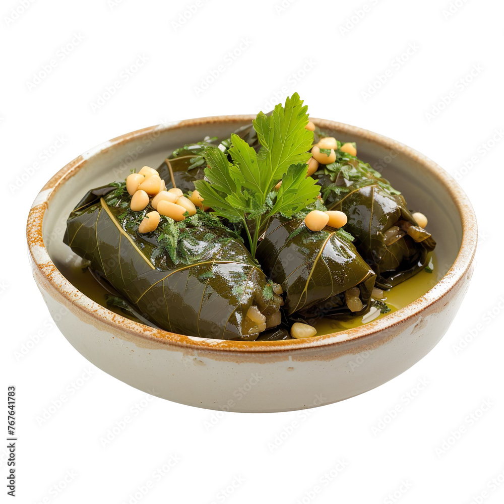Front View of Gemista Ntolmadakia with Greek Stuffed Vine Leaves ...