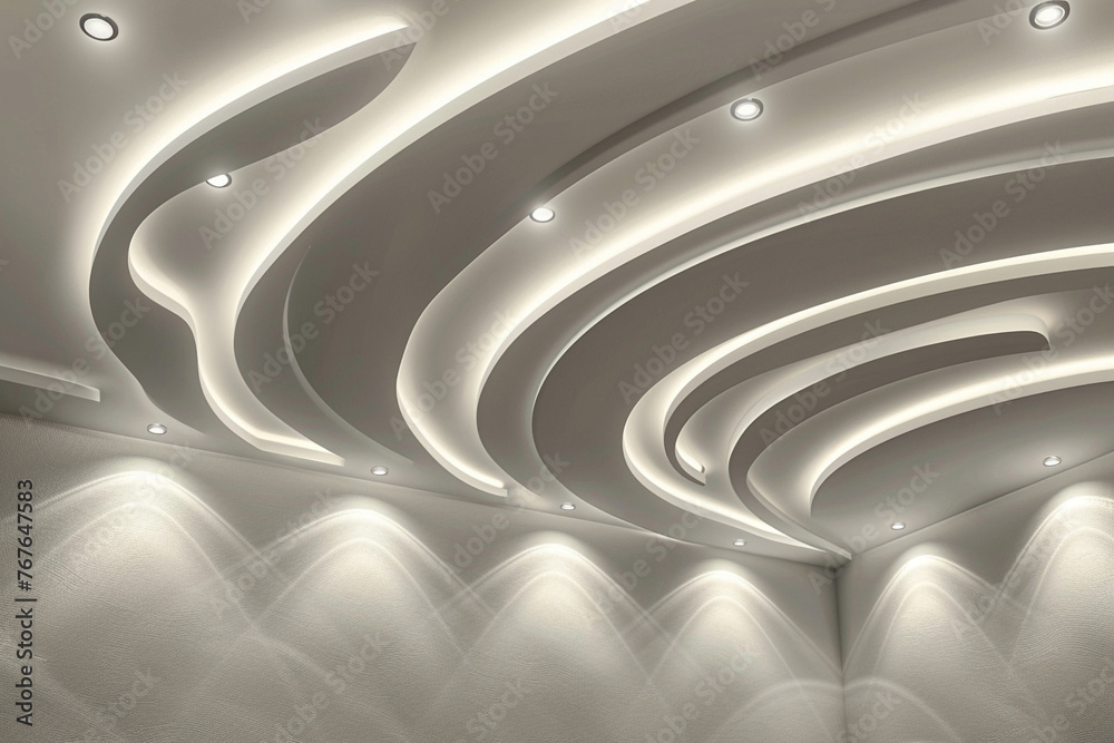 An elegant ceiling design featuring soft, undulating curves that mimic ...