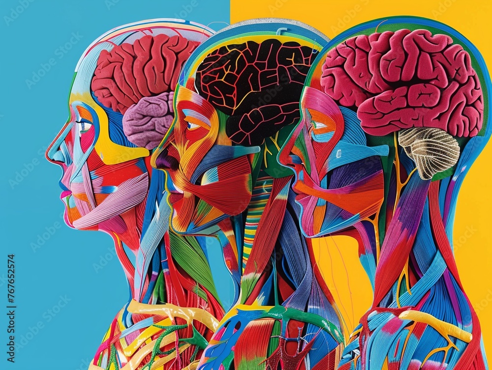 Use vibrant colors and patterns to illustrate the physiological ...