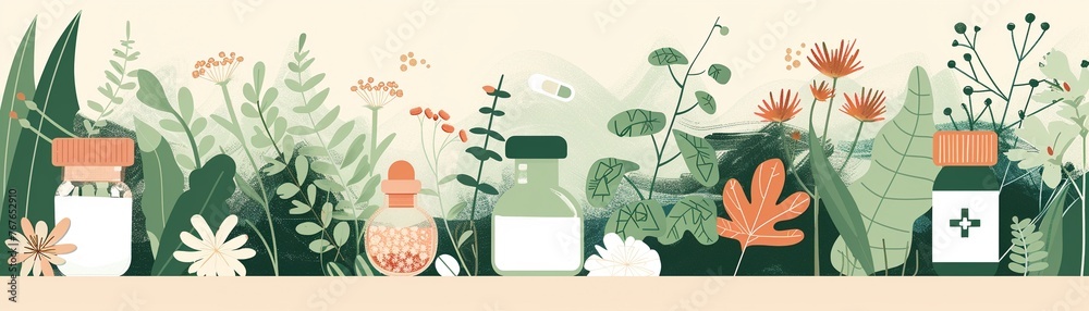 Illustrate the concept of holistic medicine through a blend of natural ...