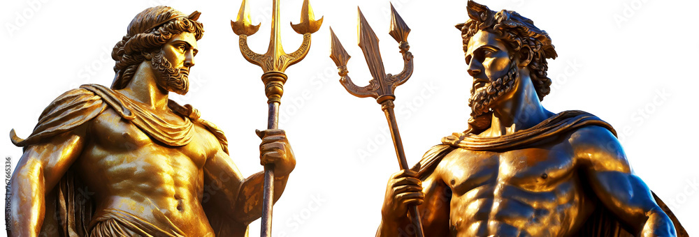 Ancient bronze statue of Neptune or Poseidon, Roman God of the sea and ...