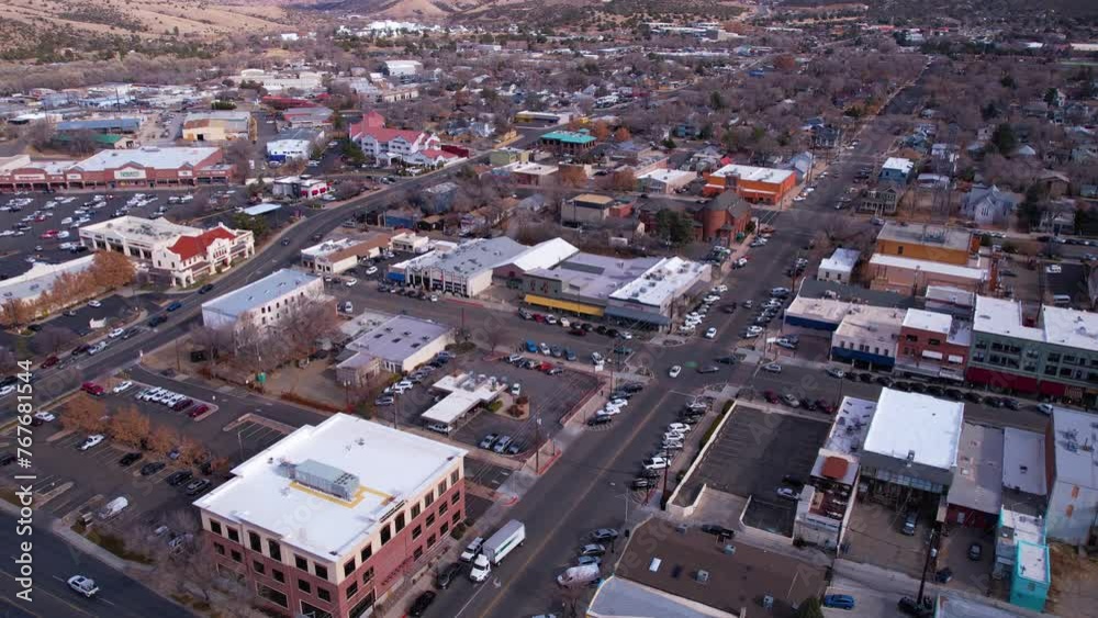 Downtown Prescott, Arizona USA, Aerial View of Central Buildings and ...