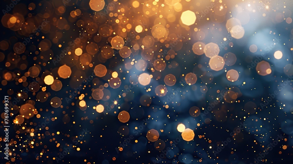 A blurry image of a starry night sky with a mix of blue and orange hues ...