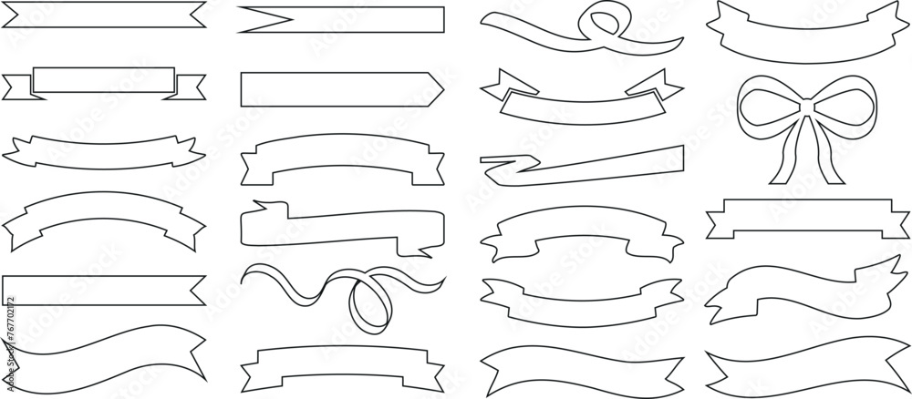 banners, ribbons outline in various shapes ribbon Vector illustration ...