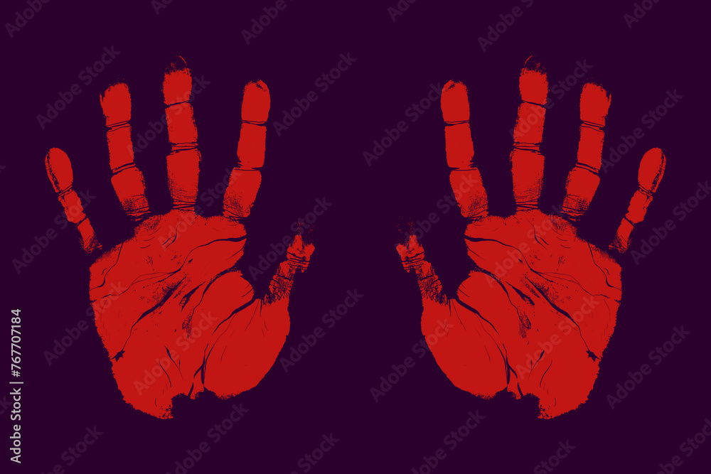 Bloody background with human handprints, background with human bloody ...